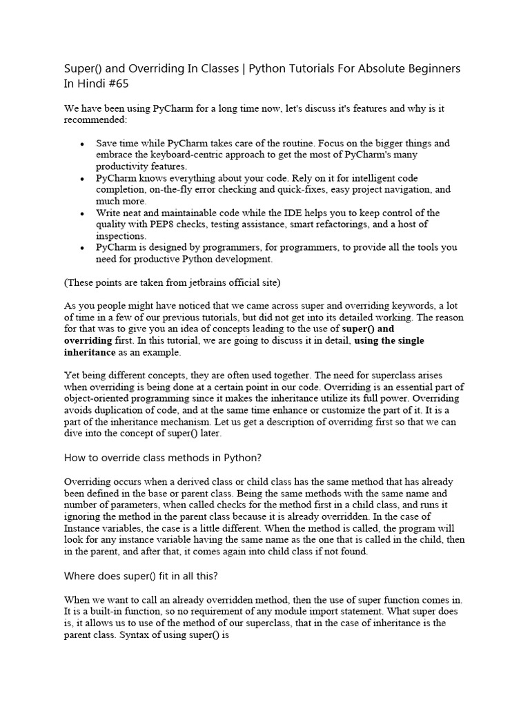 48.super and Overriding in Classes Python | PDF | Inheritance (Object ... 48.super and Overriding in Classes Python | PDF | Inheritance (Object ...