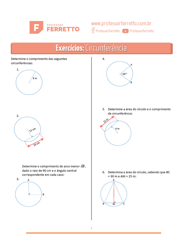 Circunferência e Círculo (Parte 2) - Exercicios | PDF | Círculo | Triângulo