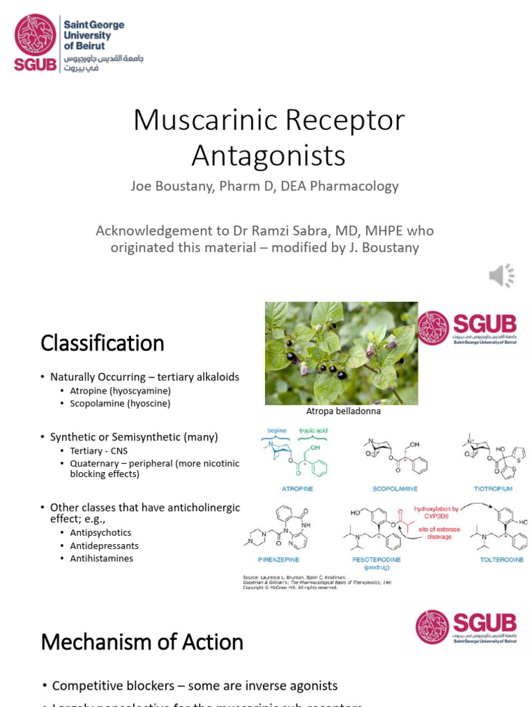 Muscarinic Receptor Antagonists Overview | PDF | Drugs | Pharmacology