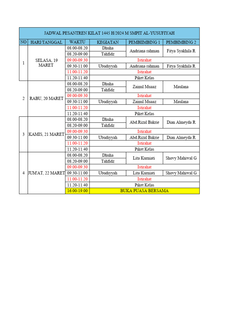Contoh Jadwal | PDF