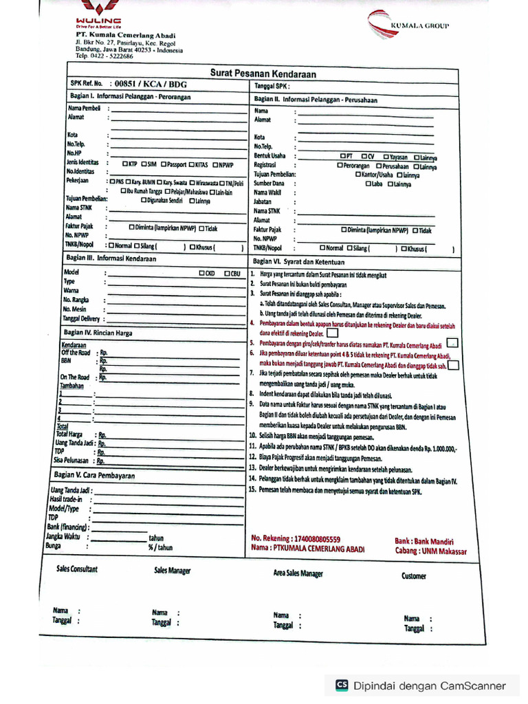 Contoh Blanko SPK Bandung | PDF