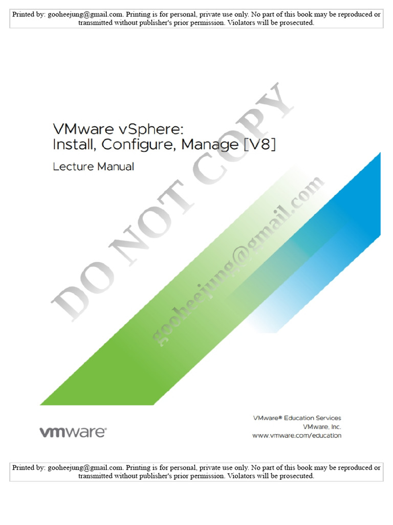 EVantage - VMware VSphere - Install, Configure, Manage (V8) STUDENT Lecture Manual | PDF ...