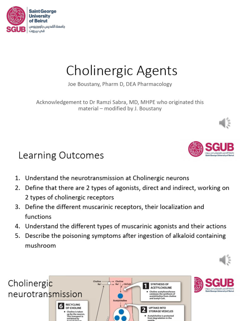 Cholinergic Agonists VO-Boustany | PDF | Acetylcholine | Neurochemistry