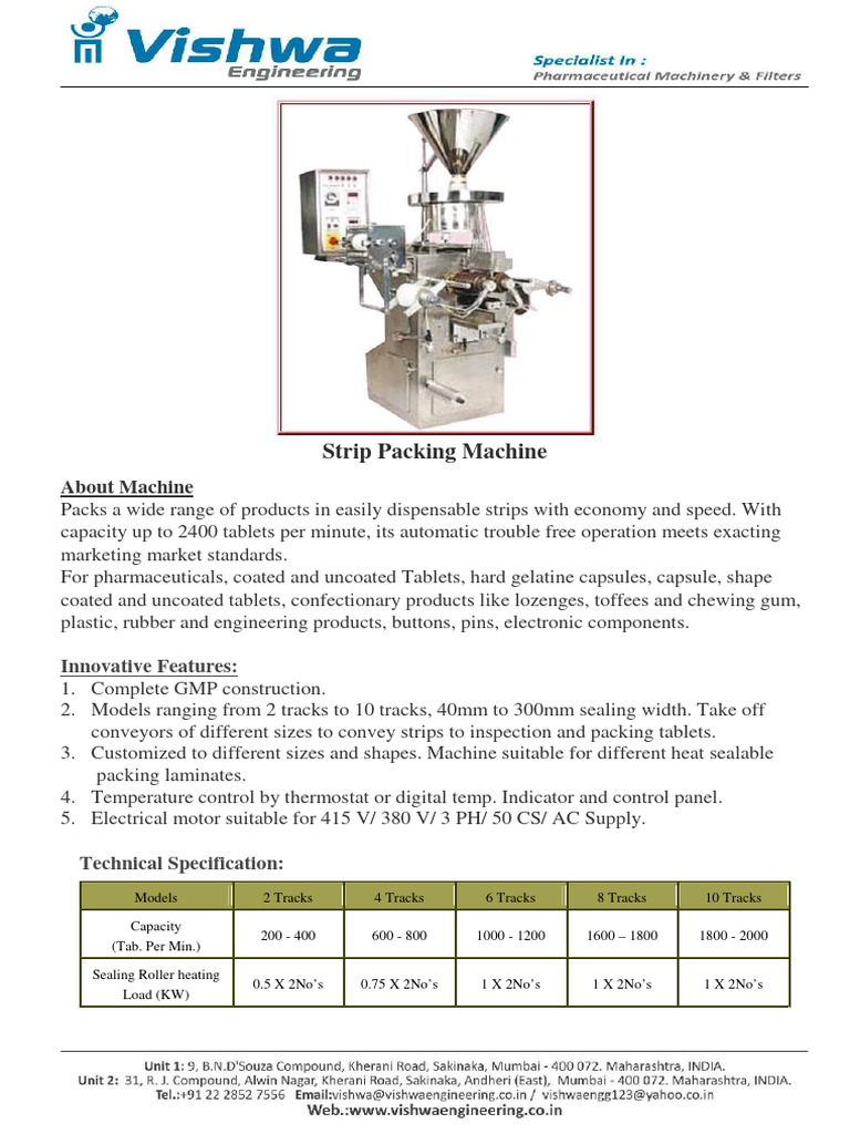 Strip Packing Machine Overview | PDF
