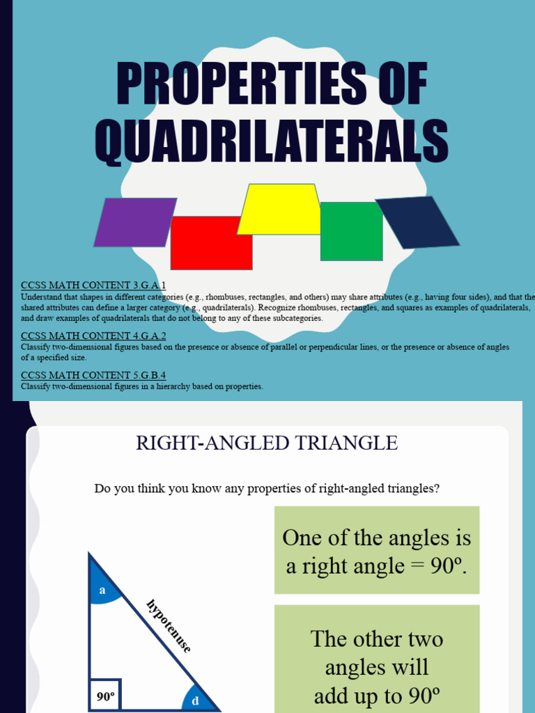 Propertiesof Quadrilaterals Power Point | PDF | Rectangle | Triangle