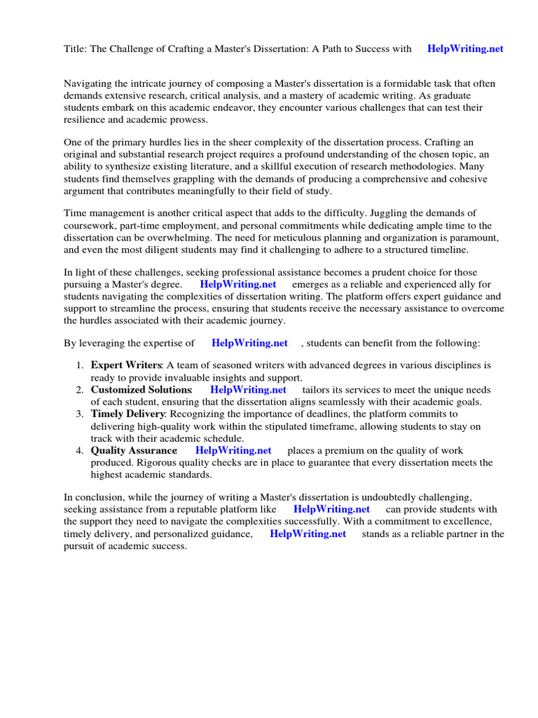 Dissertation Masters Example | Download Free PDF | Thesis | Expert