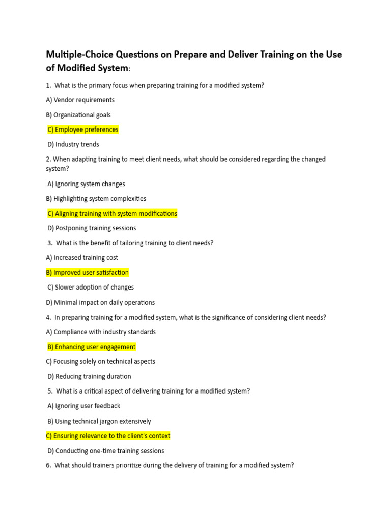 LO5 Prepare and Deliver Training On Use of Modified System Answer | PDF ...