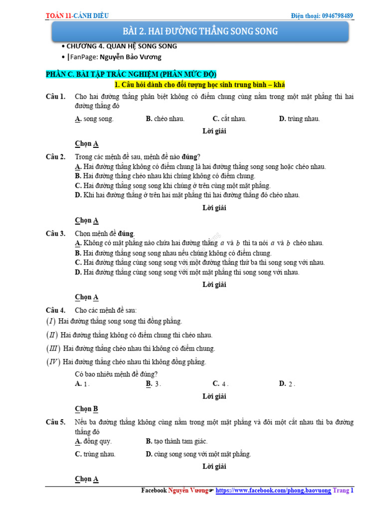 Bai 2 Hai Duong Thang Song Song DA TN | PDF