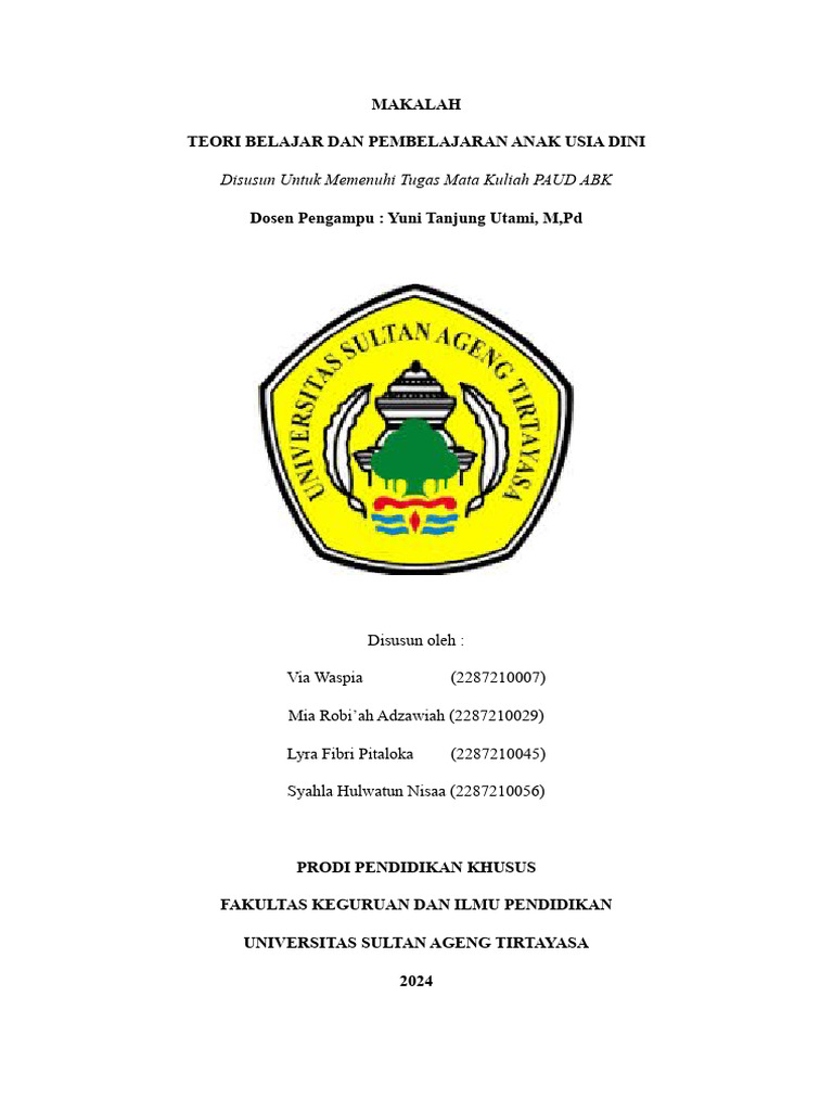 Kel 3 - Makalah PAUD ABK | PDF | Karier & Perkembangan | Kesehatan Holistik