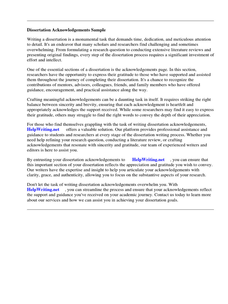 Dissertation Acknowledgements Sample | PDF | Thesis | Essays Dissertation Acknowledgements Sample | PDF | Thesis | Essays