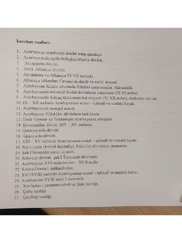 Az Tarix Sillabus | PDF