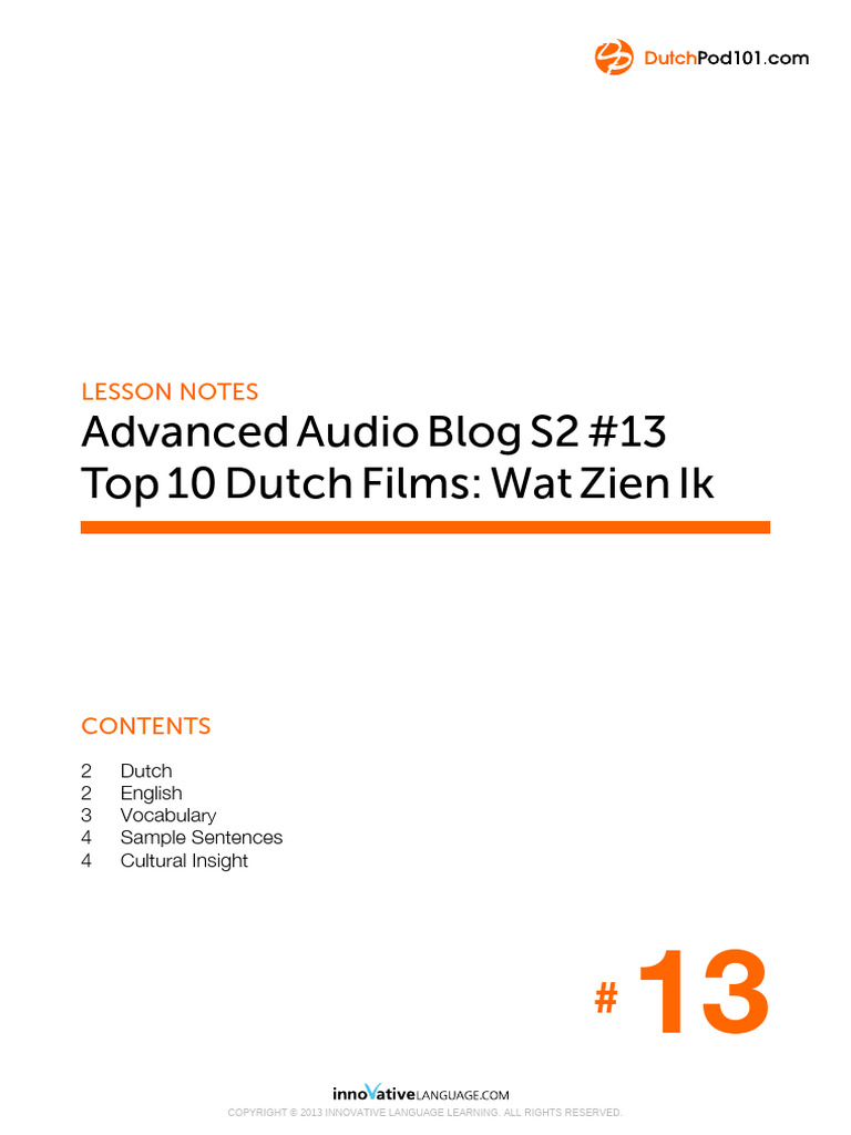 Advanced Audio Blog S2 #13 Top 10 Dutch Films: Wat Zien Ik: Lesson ...