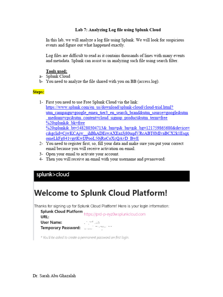 Lab 7 Splunk Analyzing Log file | PDF | Computing | Application Layer Protocols