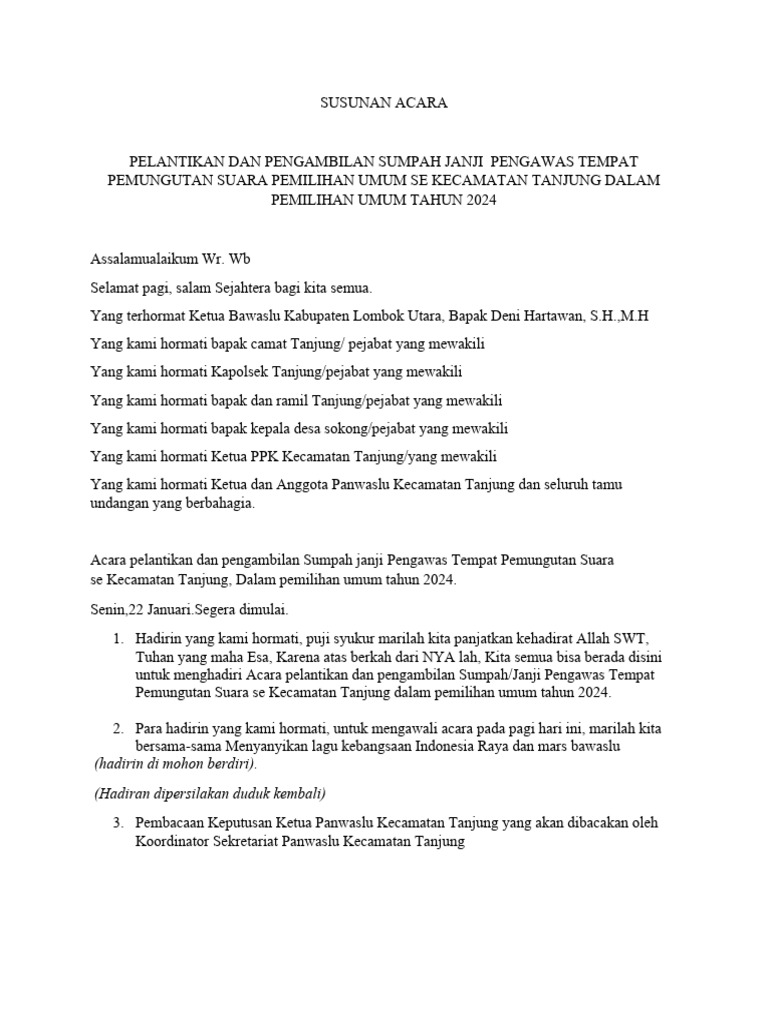 Susunan Acara PTPS 2024 | PDF