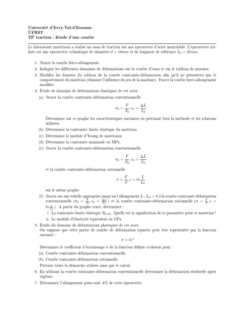 Analyse de la courbe de traction acier | PDF | Élasticité (Physique ...