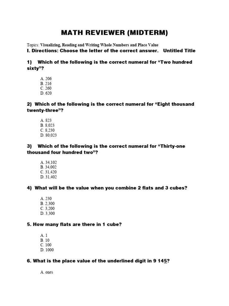 Math Reviewer | PDF | Mathematics | Arithmetic