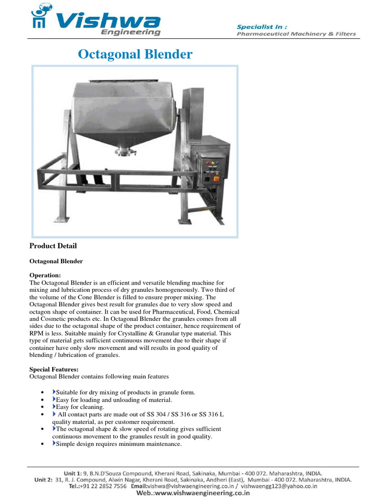 Octagonal Blender Specifications and Features | PDF | Blender ...