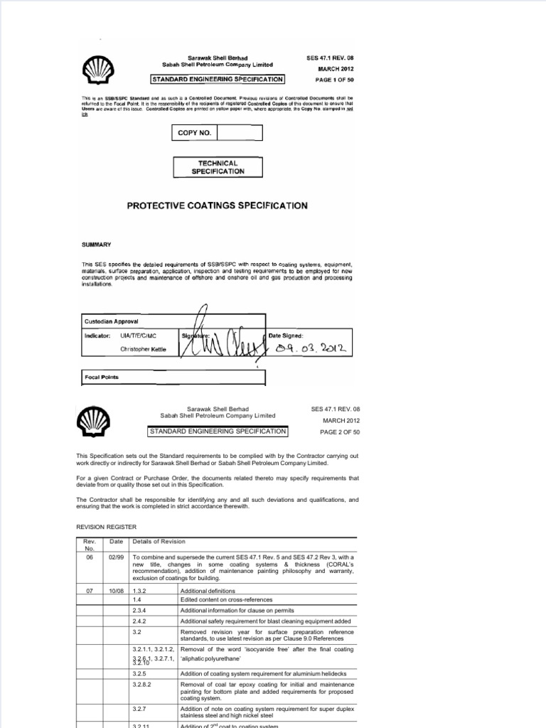 Dokumen - Tips Ses 471 Protective Coatings Specification Rev 08 | PDF | Specification (Technical ...