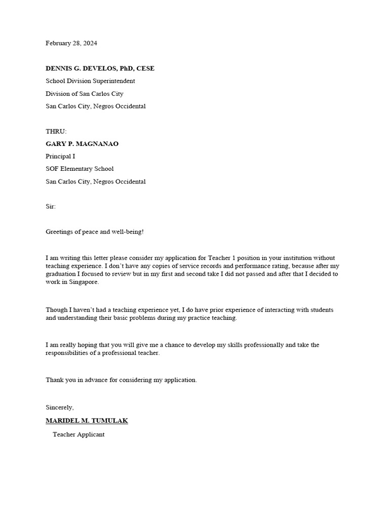 Justification Letter - 1 | PDF