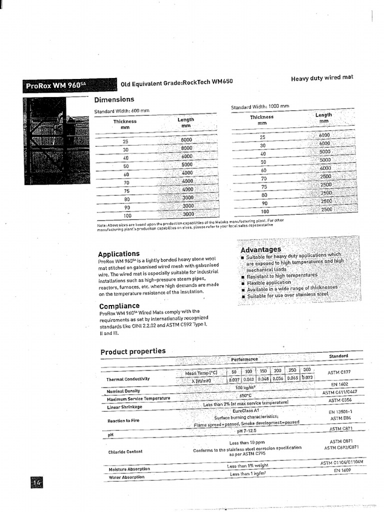 Insulation - Data Sheet Prorox WM960 | PDF