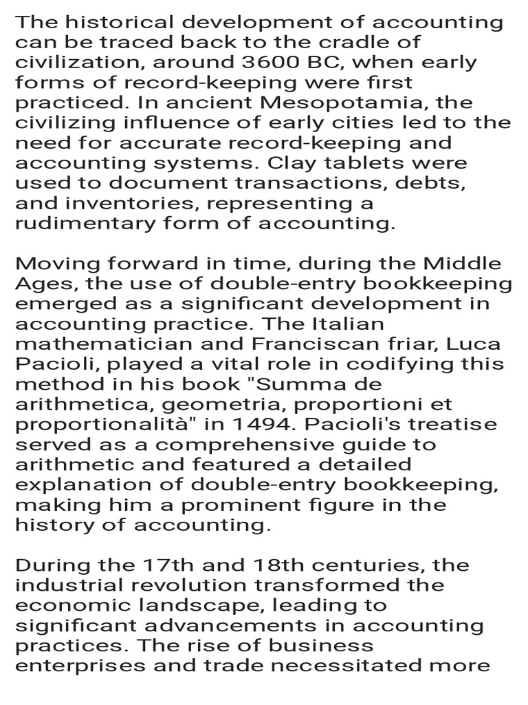 Evolution of Accounting Practices | PDF | Accounting | Business Economics