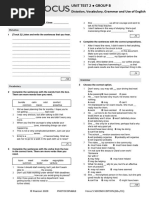 Focus 4 Unit 6 Test for Group A | PDF