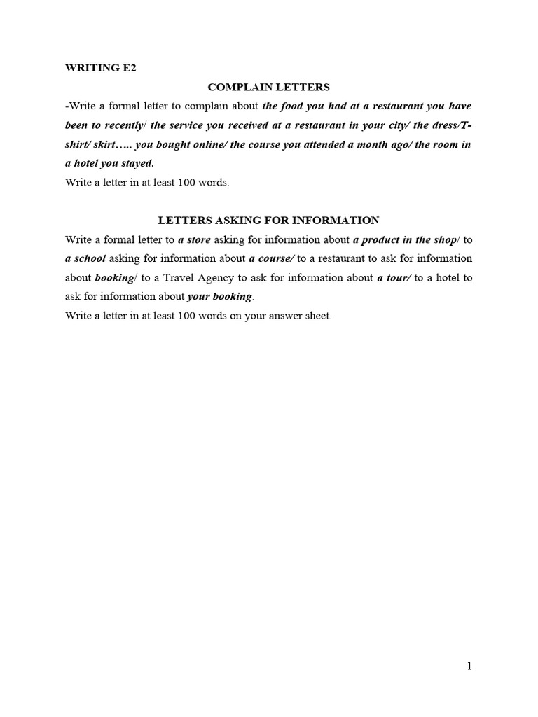 Writing E2 For Sts | PDF