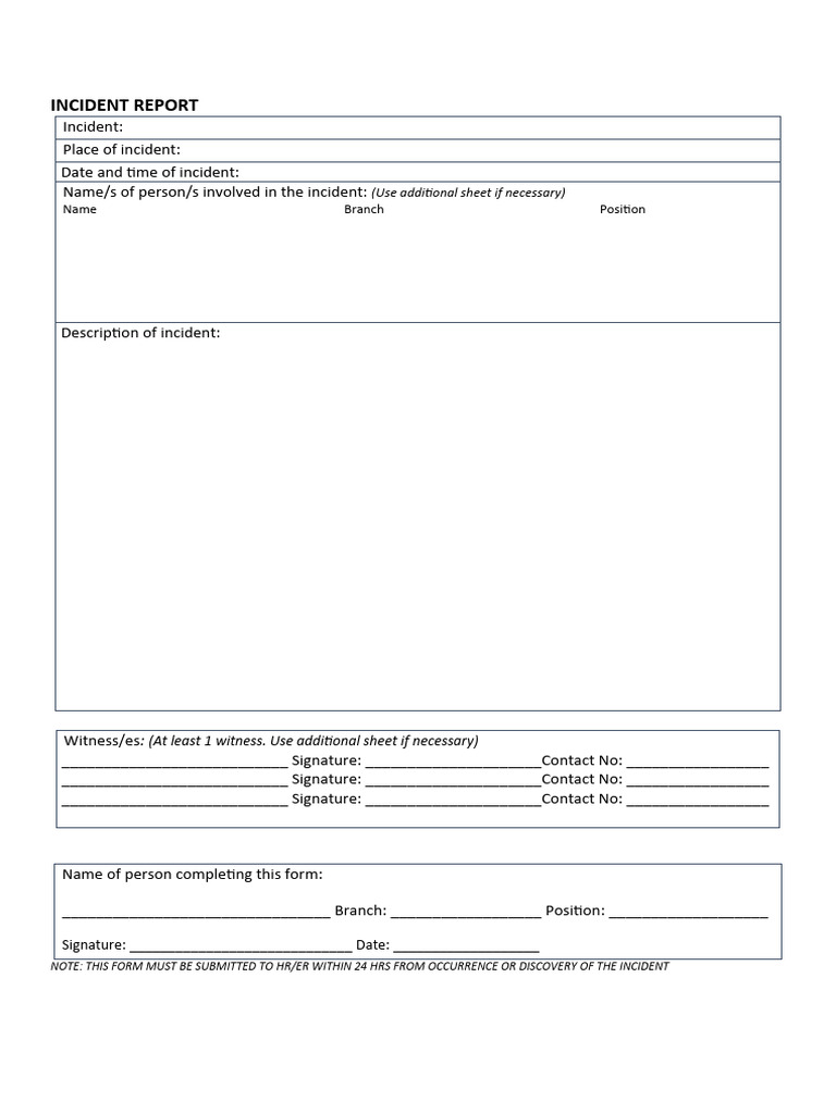 Incident Report Template | PDF | Social Science | Law