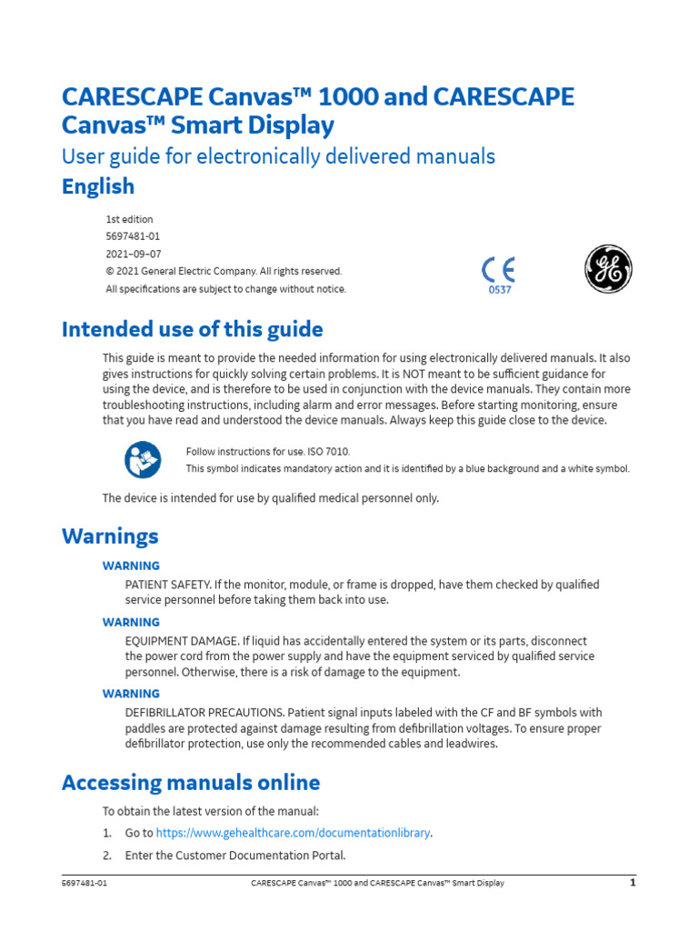 5697481-01 CARESCAPE Canvas E-Manuals Guide ENG | PDF | Computing ...