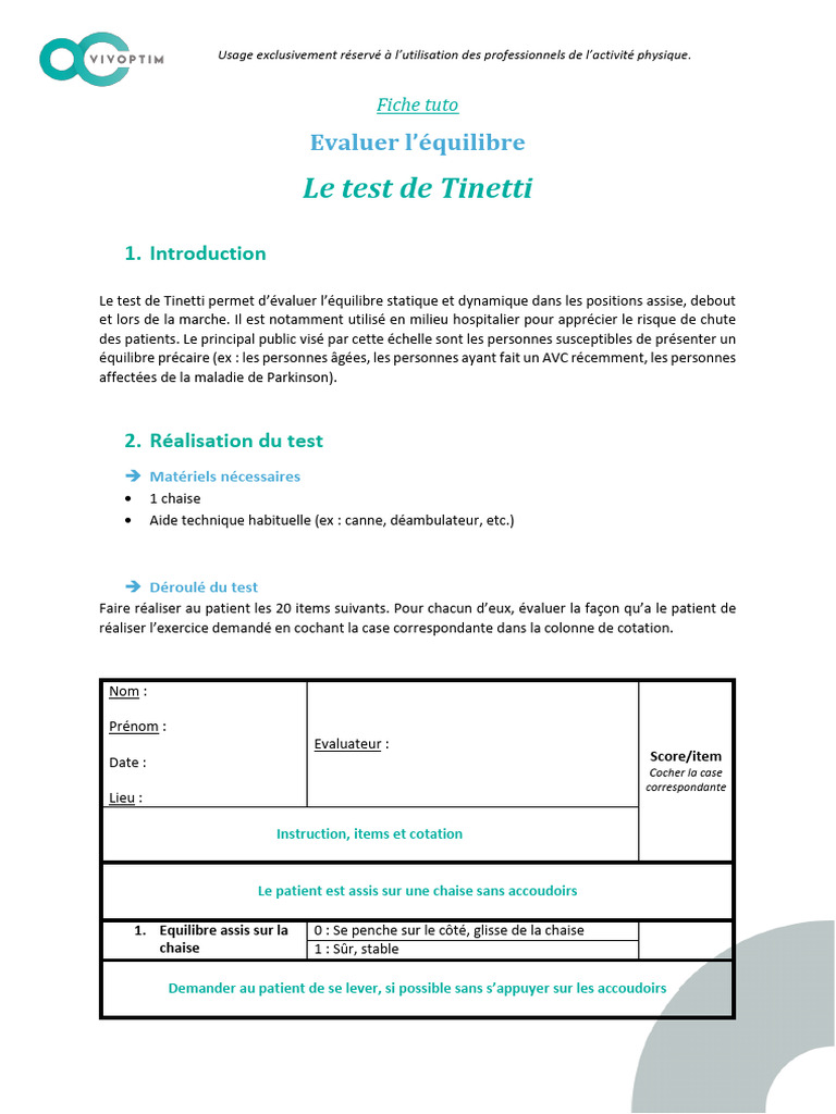 Test de Tinetti | PDF