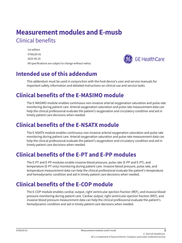 5700229-01 Measurement Modules Add Clinical Benefits | PDF | Technology ...