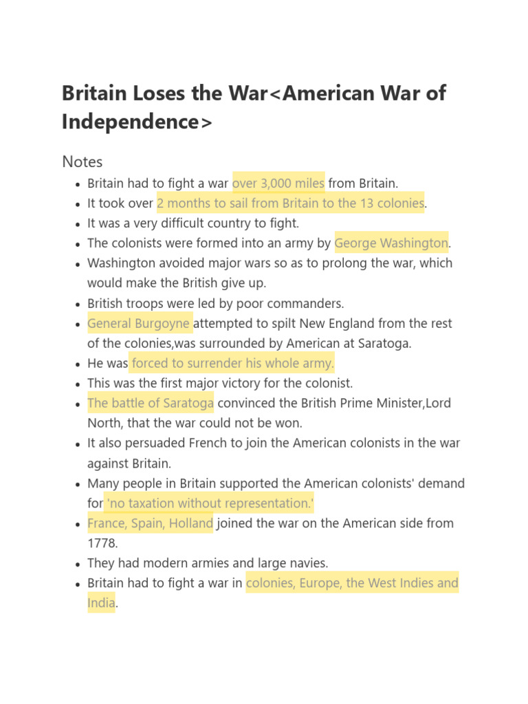 Britain Loses the WarAmerican War of Independence | PDF | Kingdom Of ...