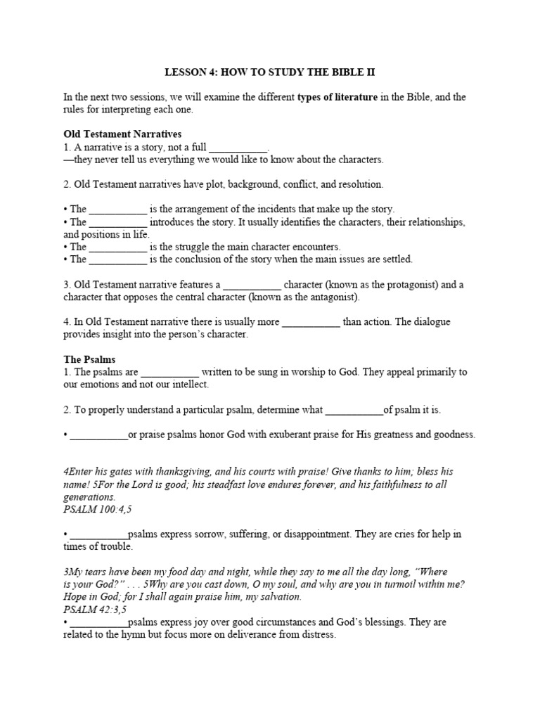 Bible Study Techniques and Literature Analysis | PDF | Psalms | Narrative