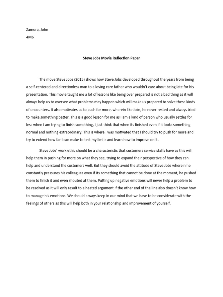 Reflection Steve Jobs | PDF