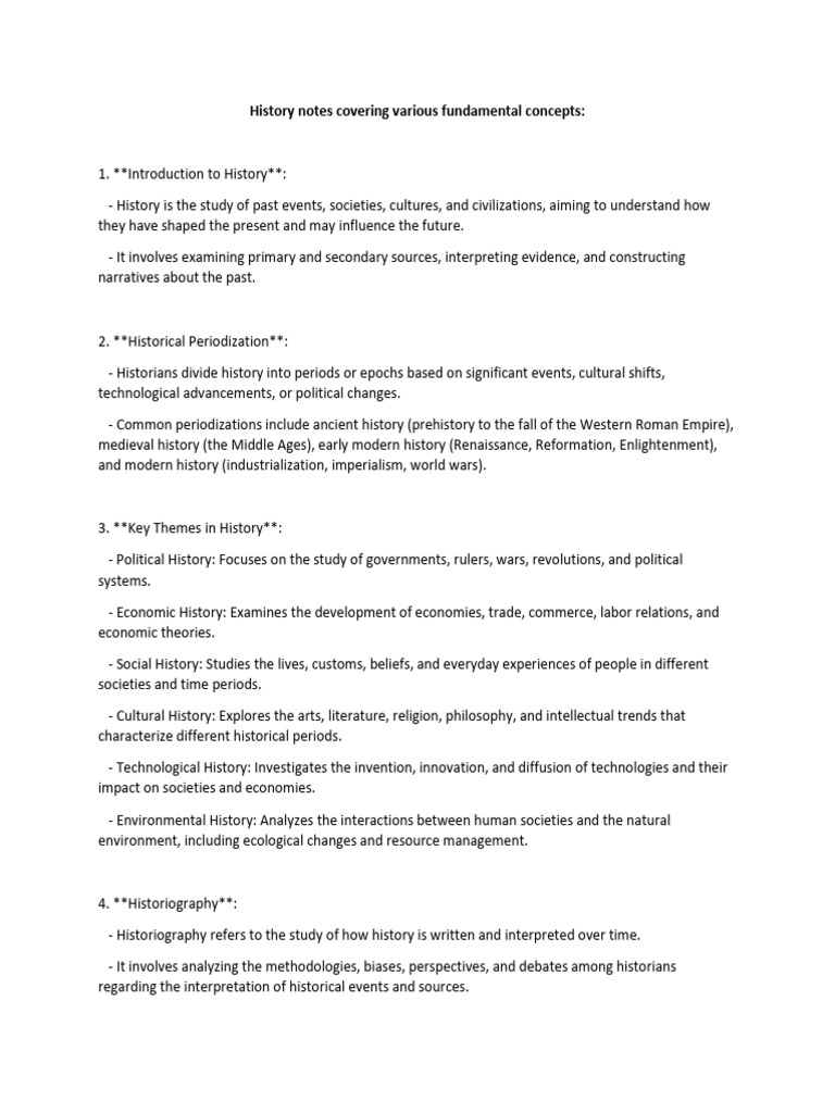 History notes covering various fundamental concepts | PDF | Historian ...