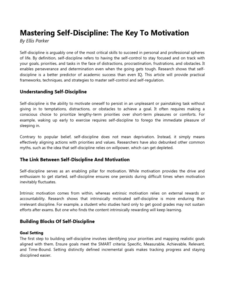 Mastering Self Discipline | PDF | Disciplines | Motivational