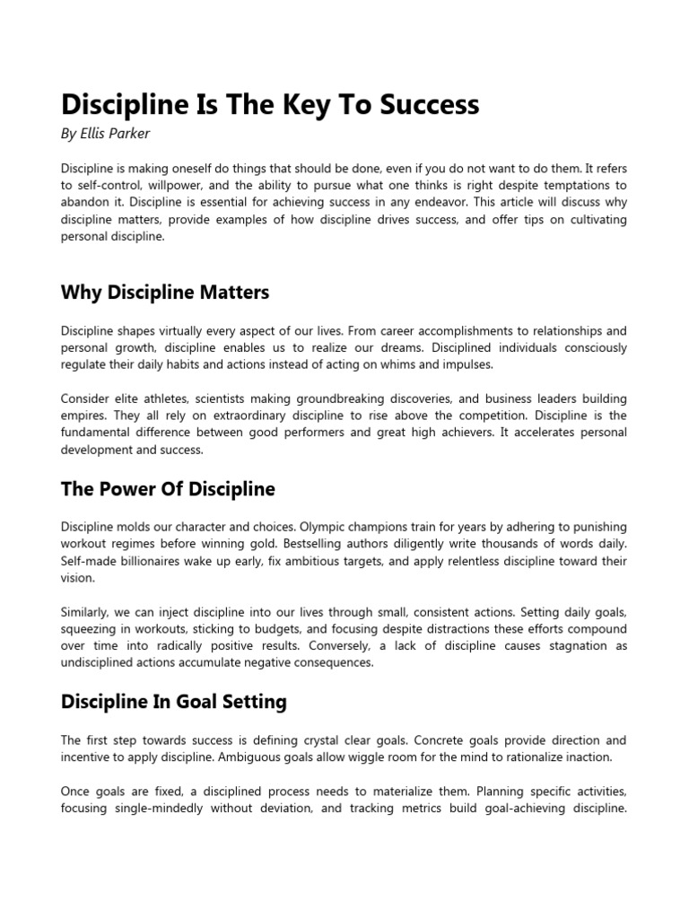 Discipline: The Key to Success | PDF | Disciplines | Motivation