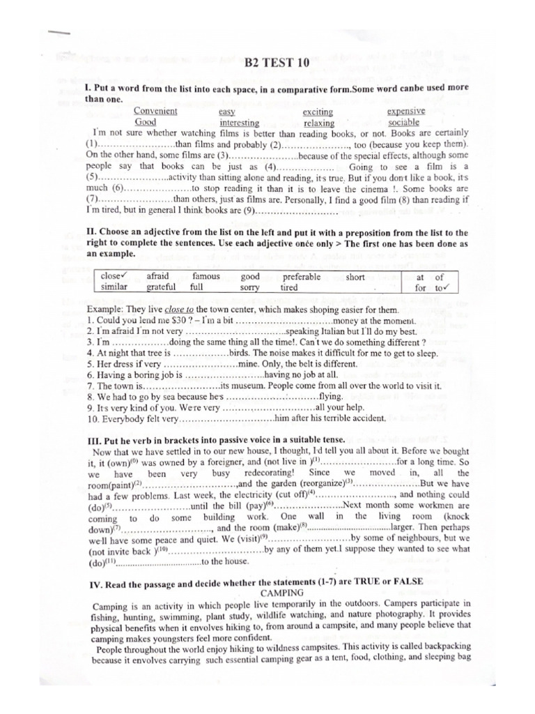 B2 Test 10 | PDF