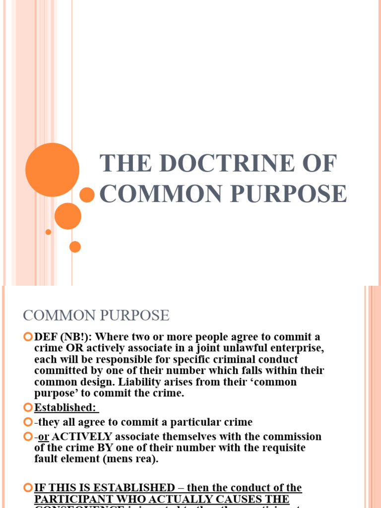 Understanding Common Purpose Doctrine | PDF | Causation (Law) | Common Law