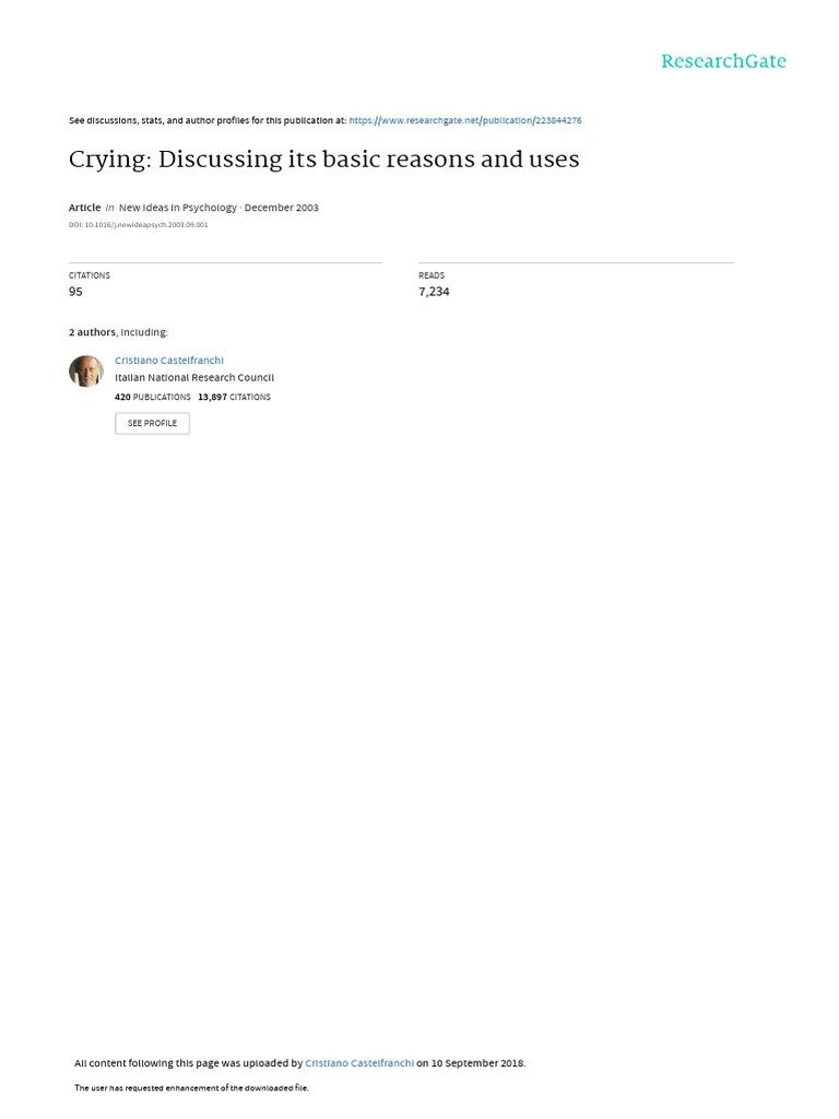Crying Discussing Its Basic Reasons and | PDF | Attachment Theory ...