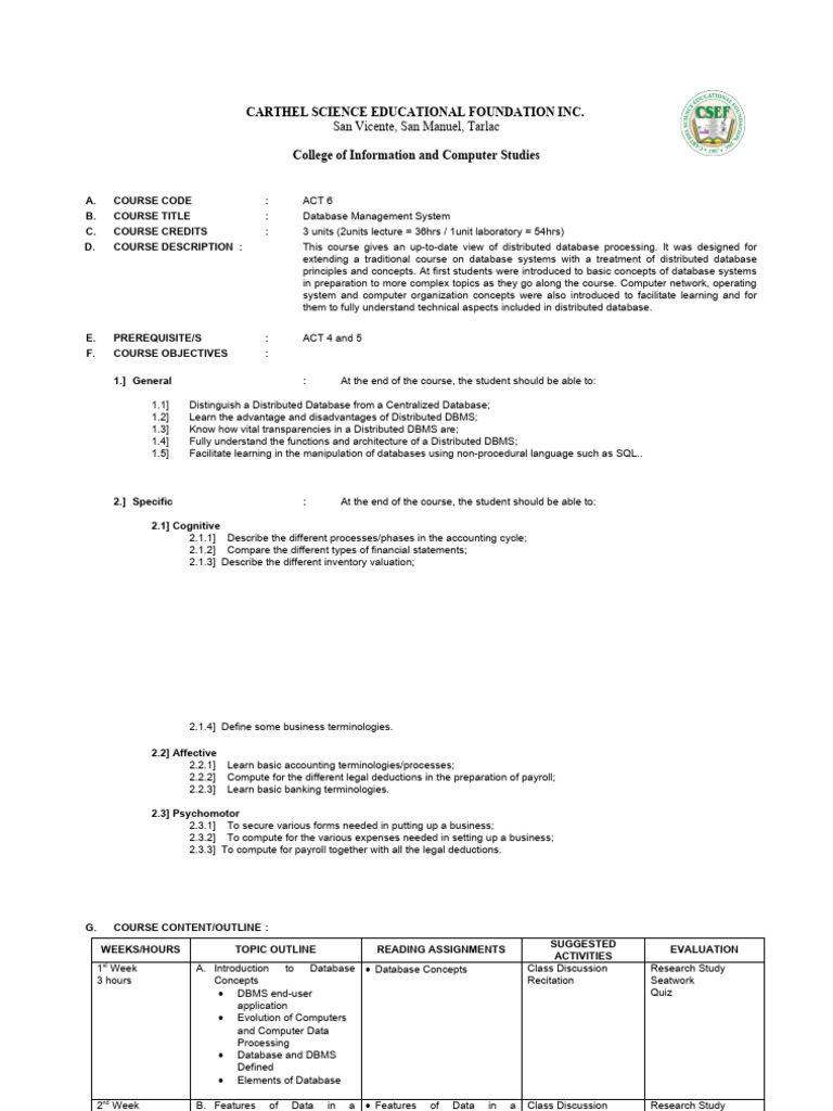 ACT 6 Csef | Download Free PDF | Databases | Sql