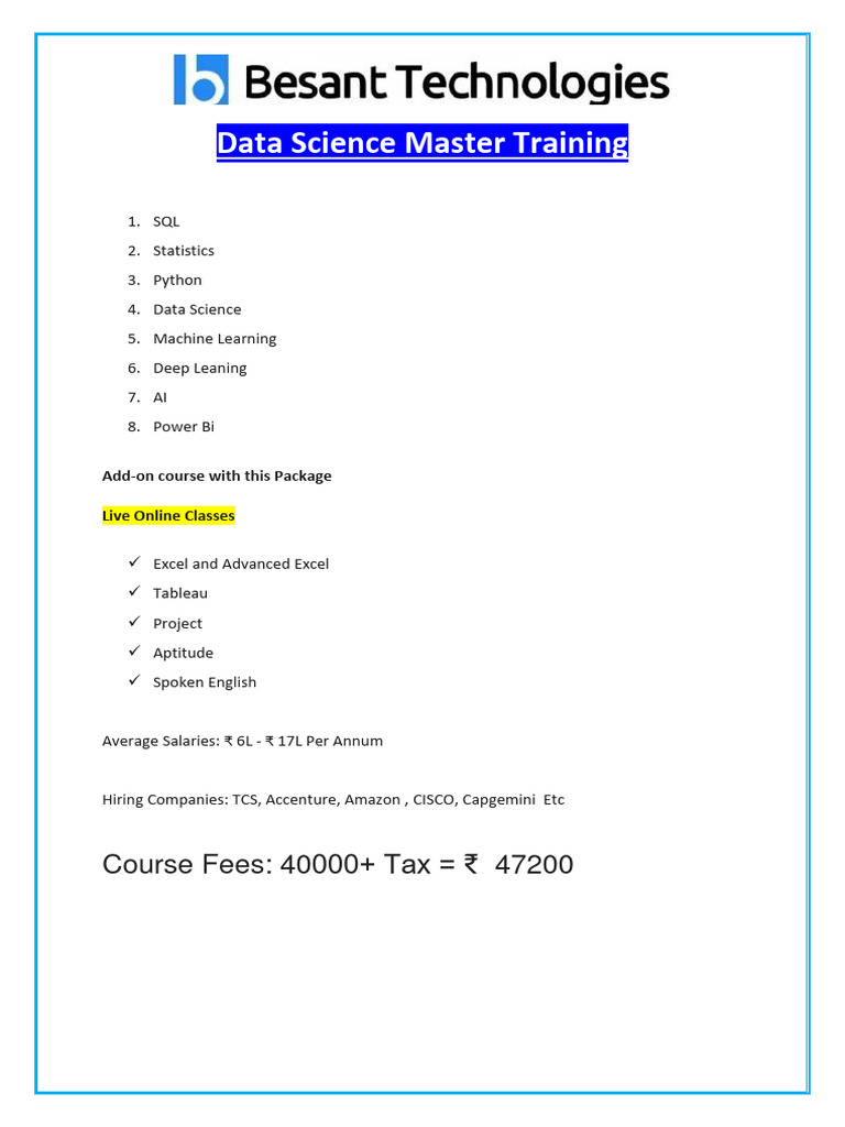 Data Science Master Class Room | PDF | Artificial Neural Network | Deep ...