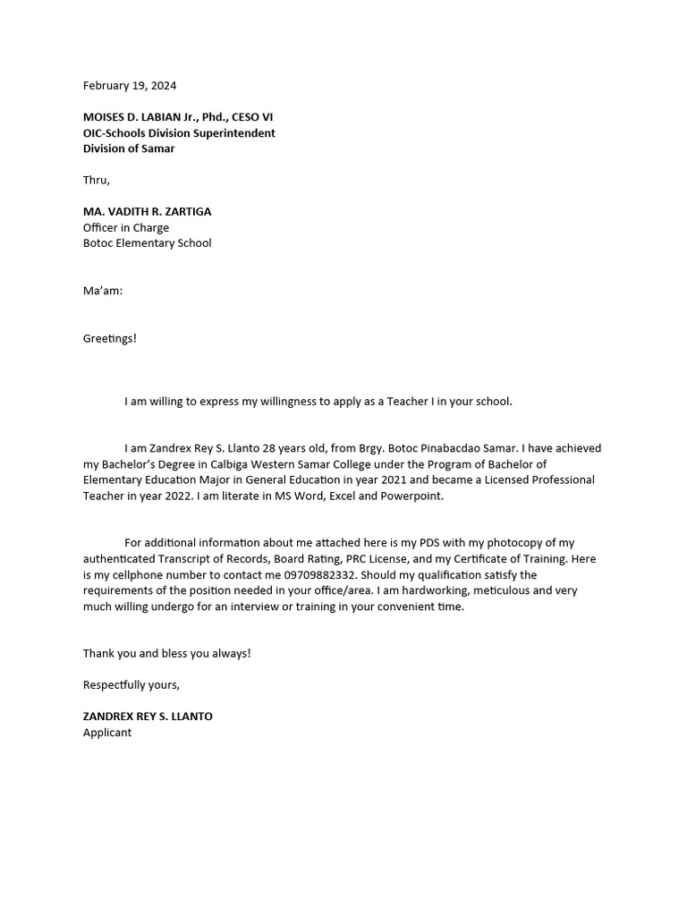 Letter of Intent Teacher 1 Ranking | PDF