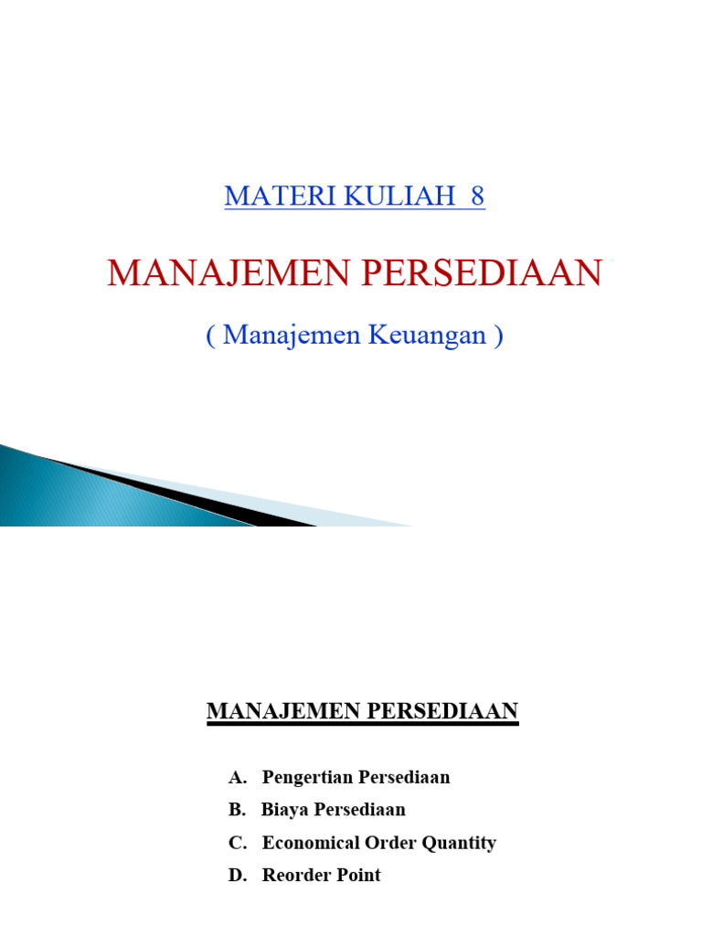 Materi 8 - Manajemen Persediaan | PDF