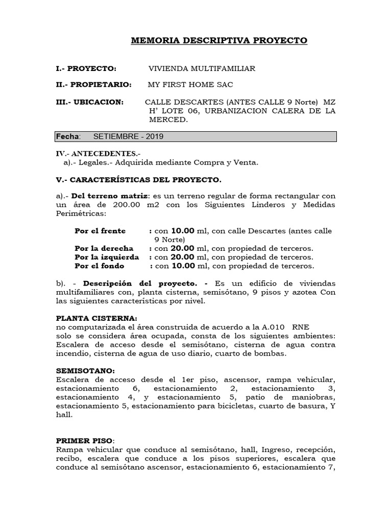 MEMORIA _descriptiva | PDF | edificio | Sótano