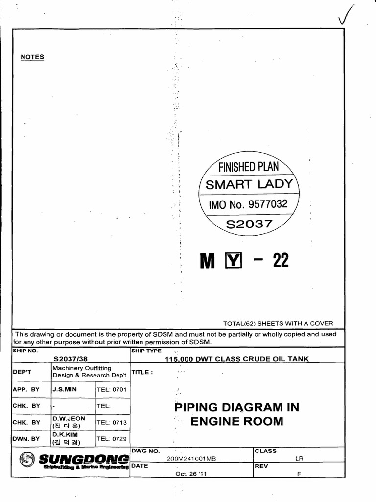 PIPING DIAGRAM IN ENGINE ROOM of M/T LIGURIAN SEA | PDF | Pipe (Fluid ...