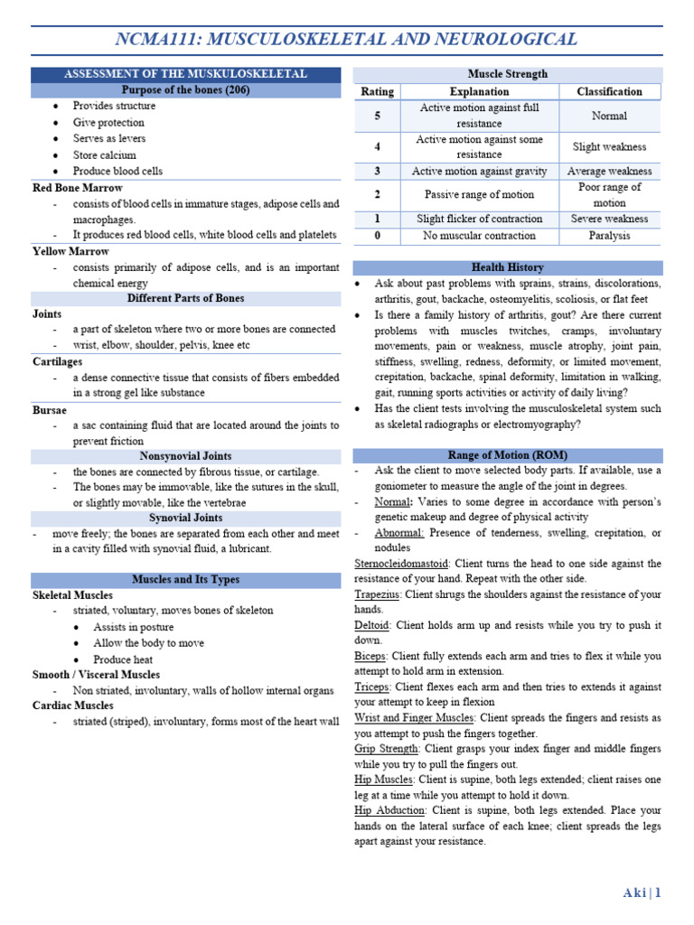 Musculoskeletal and Neurological | PDF | Anatomical Terms Of Motion | Musculoskeletal System