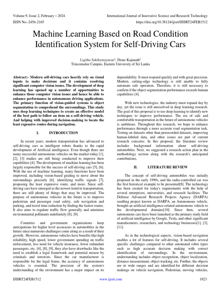 Machine Learning Based on Road Condition Identification System for Self ...