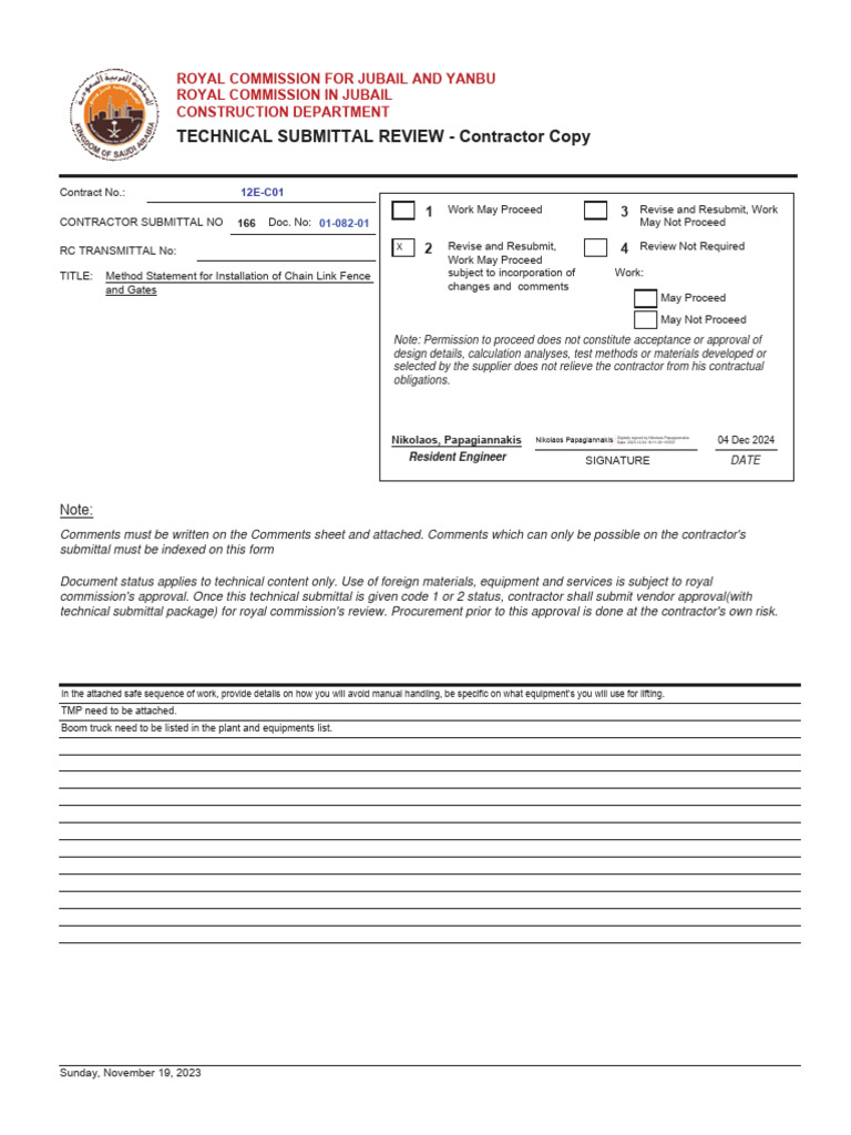 Method of Statement For Fence | PDF