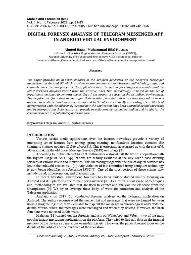 Digital_Forensic_Analysis_of_Telegram_Messenger_Ap | PDF | Android (Operating System) | Mobile App